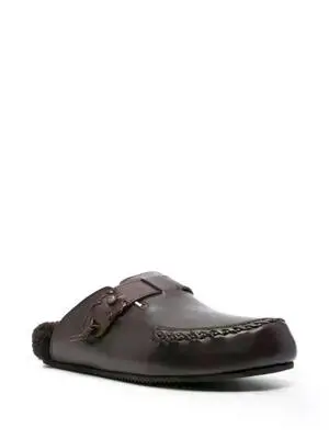 BUTTERO® Glamping Woven Leather Mules - Brown