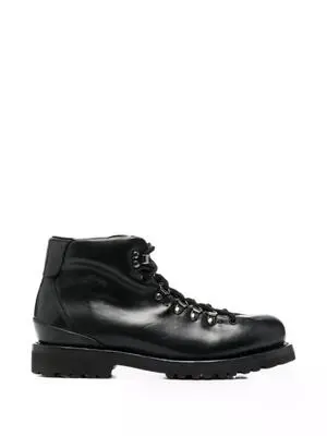 BUTTERO® Lace-up Leather Ankle Boots - Black