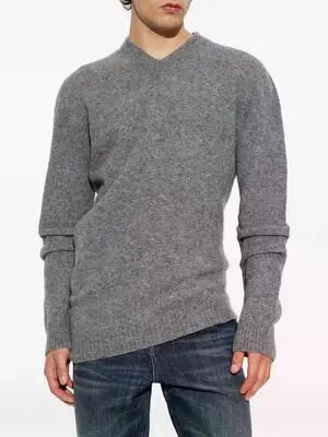DIESEL® V-neck Jumper In Wrinkled Boiled Knit