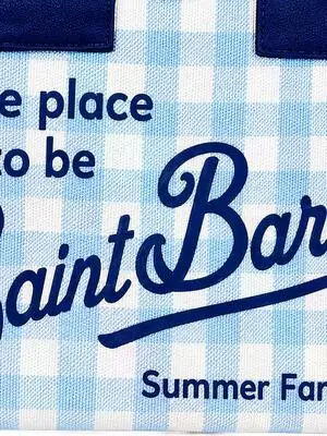 MC2 SAINT BARTH Gingham Fringed Tote Mini Bag