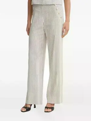 MORGAN Stripe Print Button Detail Wide Leg Trousers