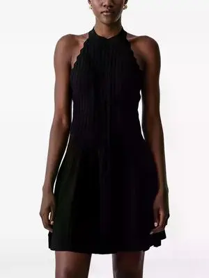 MORGAN Scalloped-edge Ribbed-knit Mini Dress
