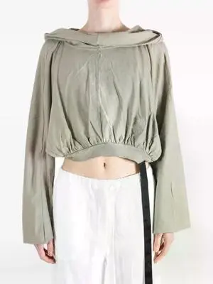 Rick Owens Cropped Hooded Hoodie - Green