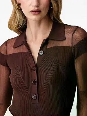 Patrizia Pepe Sheer-panelled Knitted Bodysuit
