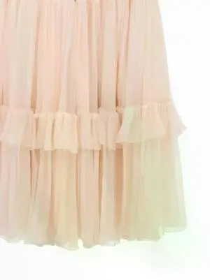 Chloé Midi Tiered Tulle Skirt - Neutrals