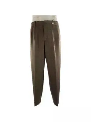 MYTHS Herringbone-pattern Pleated Trousers - Brown