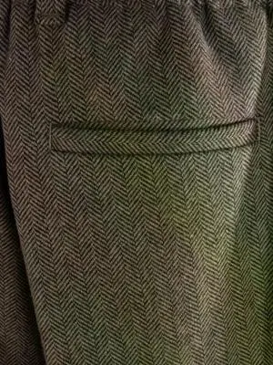 MYTHS Herringbone-pattern Pleated Trousers