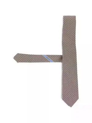 FERRAGAMO Gancini-patterned Tie - Brown