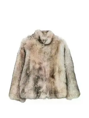 SALVATORE SANTORO Zip-up Faux-fur Coat - Neutrals