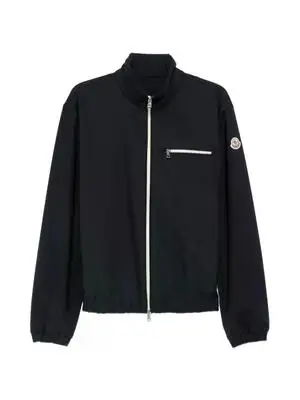 Moncler Logo Patch Zip-up Jacket - Black