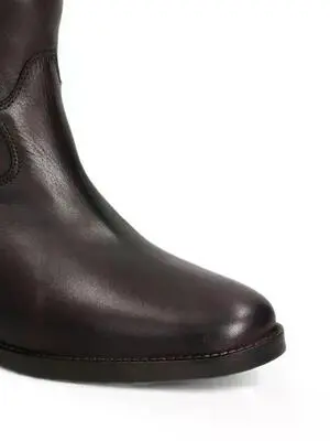 JULIE DEE V-plaque Leather Boots