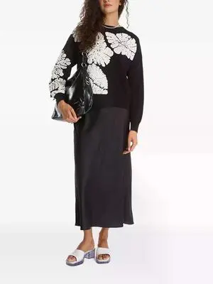 Desigual Leaf-intarsia Crew-neck Sweater