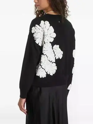 Desigual Leaf-intarsia Crew-neck Sweater