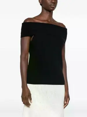 LE PETIT PULLE Off-shoulder Ribbed-knit Top