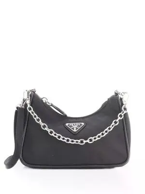 Prada Re-edition Shoulder Bag Tessuto Mini Hobo Bag - Black