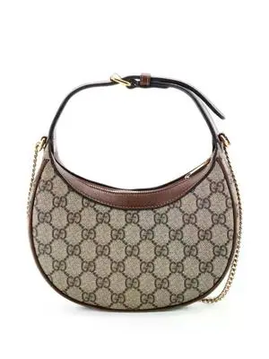 Gucci Interlocking G Patch Half Moon Gg Coated Canvas Mini Hobo Bag