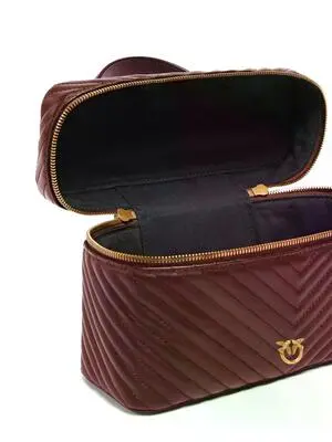 Pinko Medium Beauty Case With Shoulder Strap In Chevron Nappa