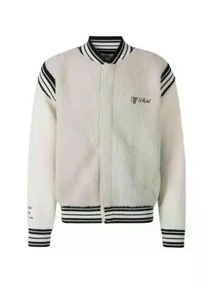 Off-White Logo-embroidered Striped-trim Jacket - Neutrals