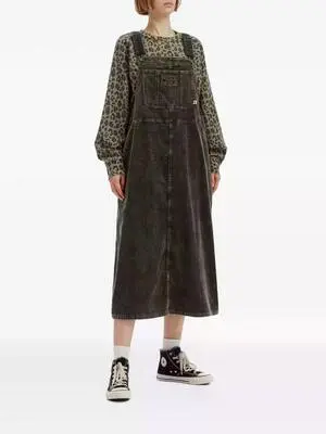 FINGERCROXX Logo-detail Corduroy Midi Dress - Grey