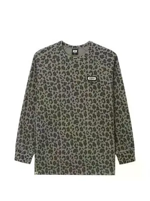 FINGERCROXX Leopard-print Waffle-knit T-shirt - Grey