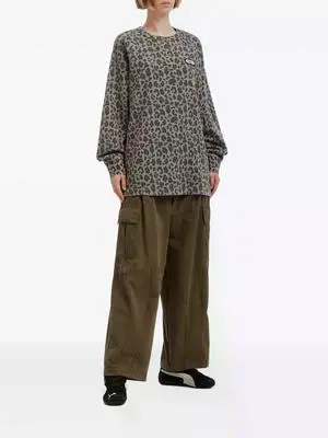 FINGERCROXX Leopard-print Waffle-knit T-shirt
