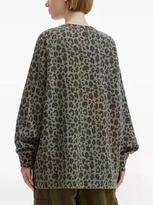 FINGERCROXX Leopard-print Waffle-knit T-shirt