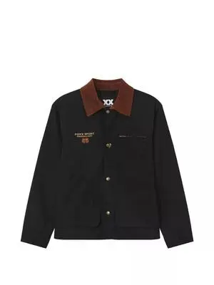 FINGERCROXX Corduroy-collar Logo-print Jacket - Black