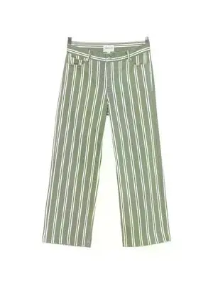 MAISON123 Rose Vertical-stripe Cropped Jeans - Green