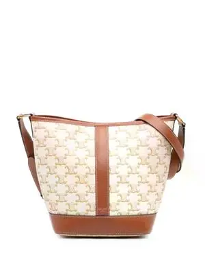 Celine 2023 Small Triomphe Coated Canvas Bucket Bag - Neutrals