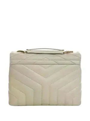 Saint Laurent 2020 Small Matelasse Calfskin Monogram Loulou Shoulder Bag - White