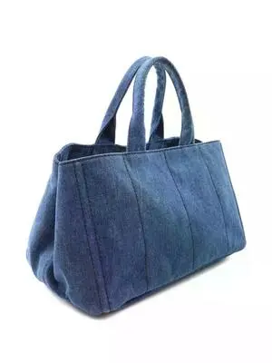 Prada 2010-2026 Denim Canapa Logo Tote Satchel