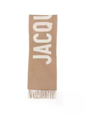 Jacquemus Logo-intarsia Fringed Scarf - Neutrals