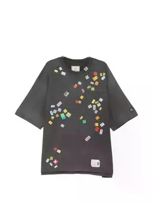Mihara Yasuhiro Sticker-print Distressed T-shirt - Grey