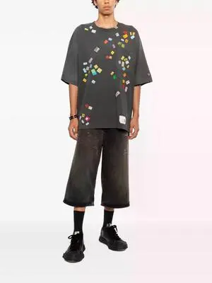 Mihara Yasuhiro Sticker-print Distressed T-shirt