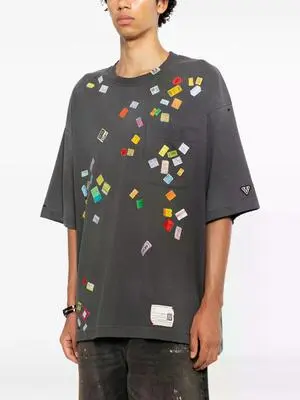 Mihara Yasuhiro Sticker-print Distressed T-shirt