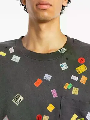 Mihara Yasuhiro Sticker-print Distressed T-shirt