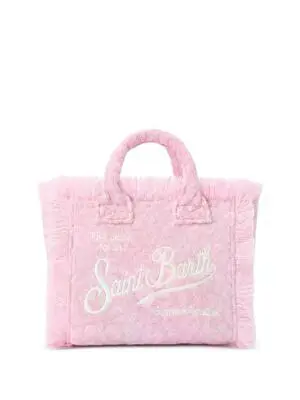 MC2 SAINT BARTH Leopard-embossed Fringed Mini Tote Bag