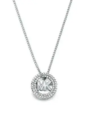 Michael Kors Pavé-set Logo-pendant Necklace - Silver