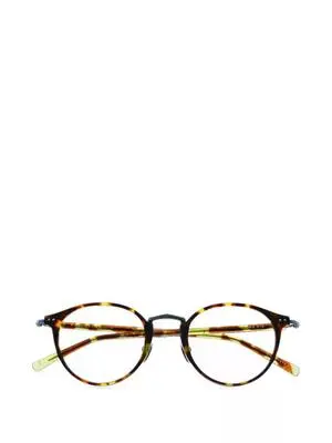 MASUNAGA Round Frame Acetate And Titanium Eyeglasses - Brown