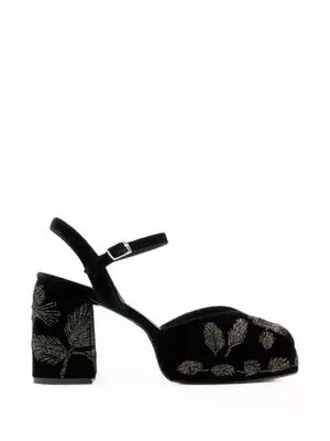 CastaÑer Embroidered Velvet Pumps