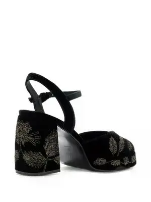 CastaÑer Embroidered Velvet Pumps