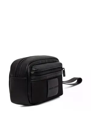 Armani Exchange Logo-patch Wash Bag - Black