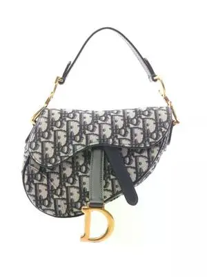 Dior 2015-2026 Mini Oblique Canvas Saddle Bag Satchel - Blue