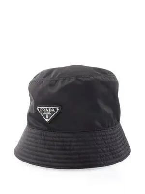 Prada 2000s Re-nylon Triangle-logo Bucket Hat - Black
