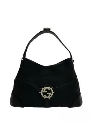 Gucci 2000-2015 Canvas Reins Shoulder Bag - Black