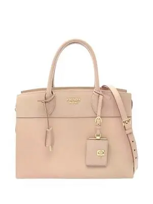 Prada 2010-2026 Saffiano And City Calf Esplanade Satchel - Brown