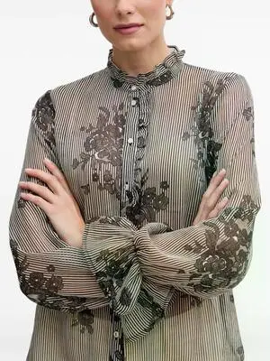 MORGAN Ruffled Floral Blouse - Black