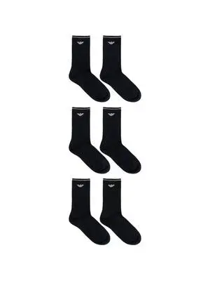 Emporio Armani Logo Embroidered Crew Socks Set Of Three