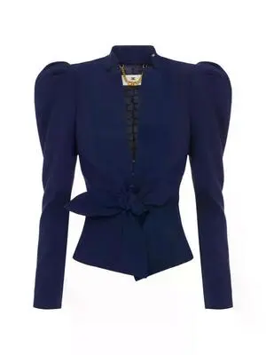 Elisabetta Franchi Lightweight Crêpe Jacket With Bow - Blue