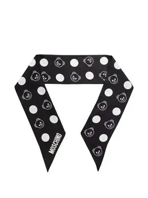 Moschino Teddy Bear-print Polka-dot Scarf